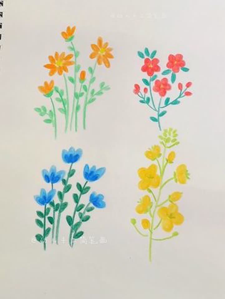 四种超简单小花花的画法 眼睛会、手也会的那种#育儿简笔画 #零基础...