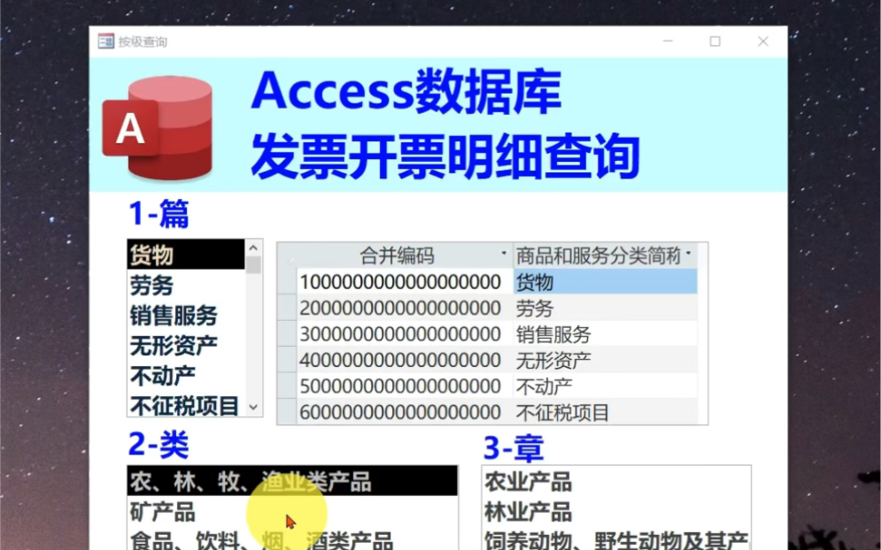 Access数据库-发票开票明细查询小软件
