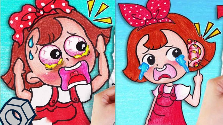 趣味定格动画:小美熬夜刷视频,眼睛布满了红血丝和黑眼圈