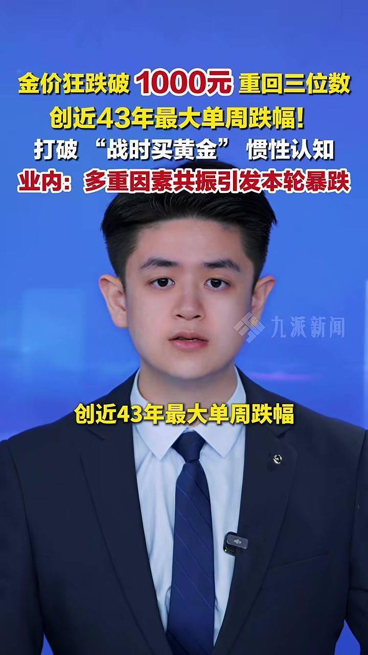 金价狂跌破1000元,黄金重回三位数时代,创近43年最大单周跌幅