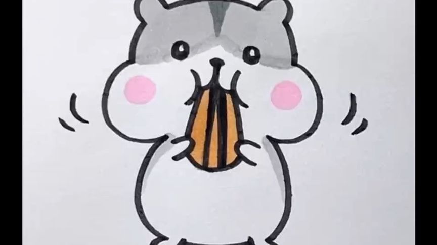 小仓鼠简笔画教程图案#儿童简笔画 #简笔画 #画画 #一起学画画
