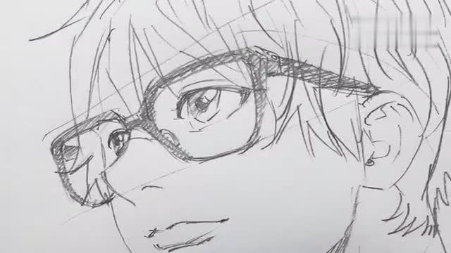绘画视频:看漫画家如何教你画一个戴眼镜的男生