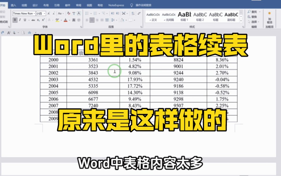 Word里的表格续表原来是这样做的!