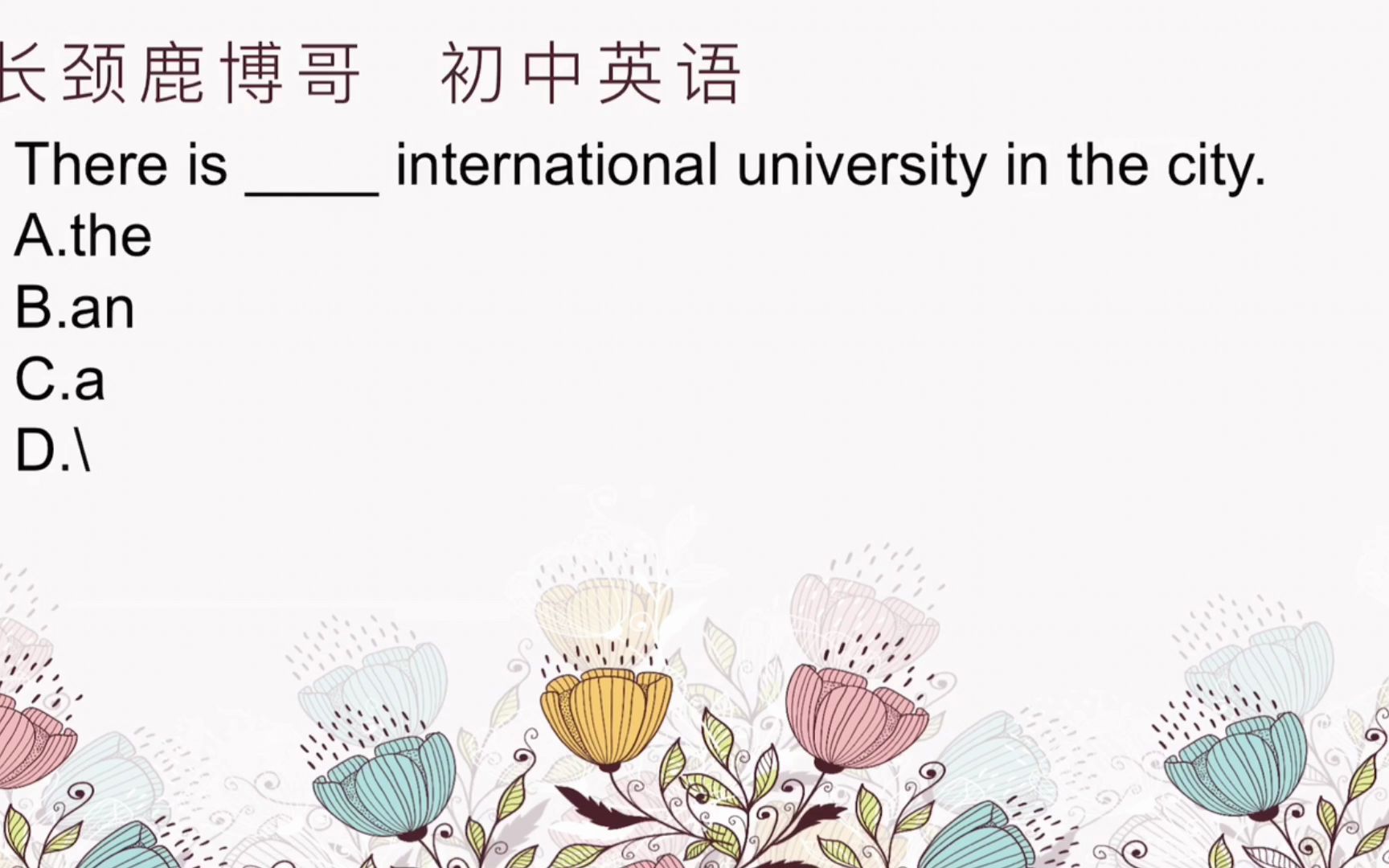 初中英语选择题,冠词的使用方法忘记了吗?温故知新