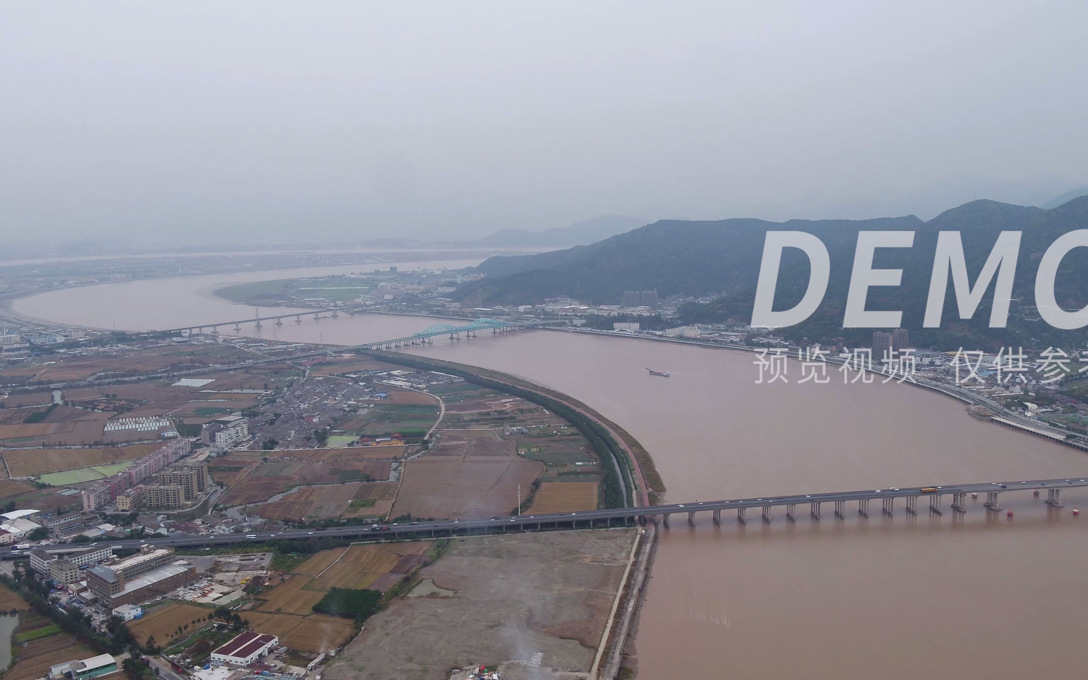 浙江温州瑞安飞云江轮渡船摆渡渡轮客运码头飞云渡大桥桥梁交通宣传...
