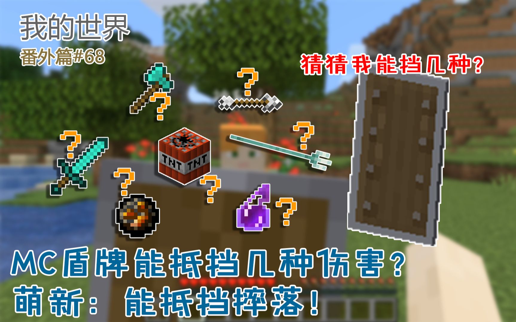 我的世界番外篇68:关于盾牌的小知识和它能抵挡的伤害!萌新:我知道!...