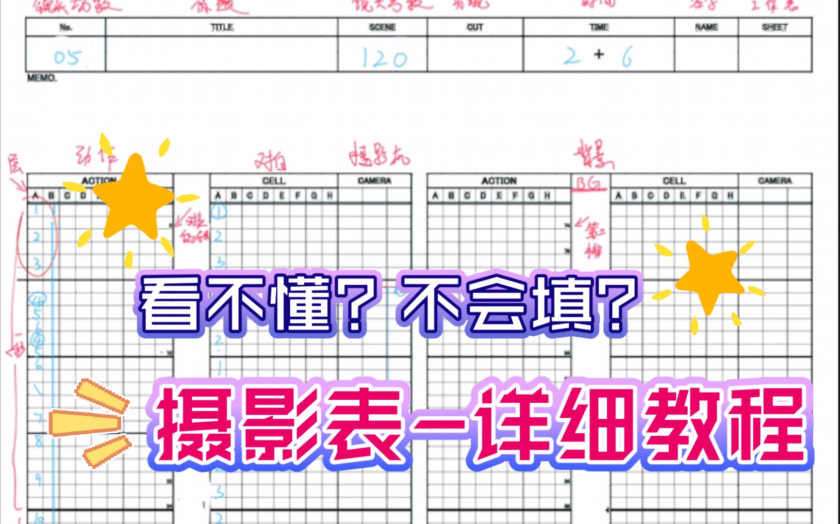 【动画教程】教你看懂二维手绘动画摄影表-很少有教程会教这个