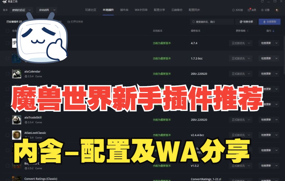 魔兽世界新手插件推荐,黑盒工坊,内含WA字符串,配置分享_网络游戏...