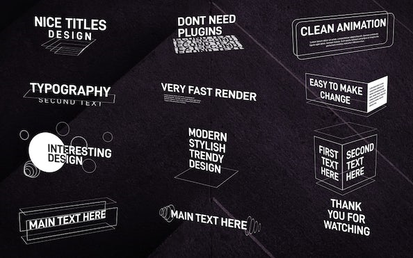 AE模板-等距动态文字标题模板线框标题模板印刷动力学文字标题