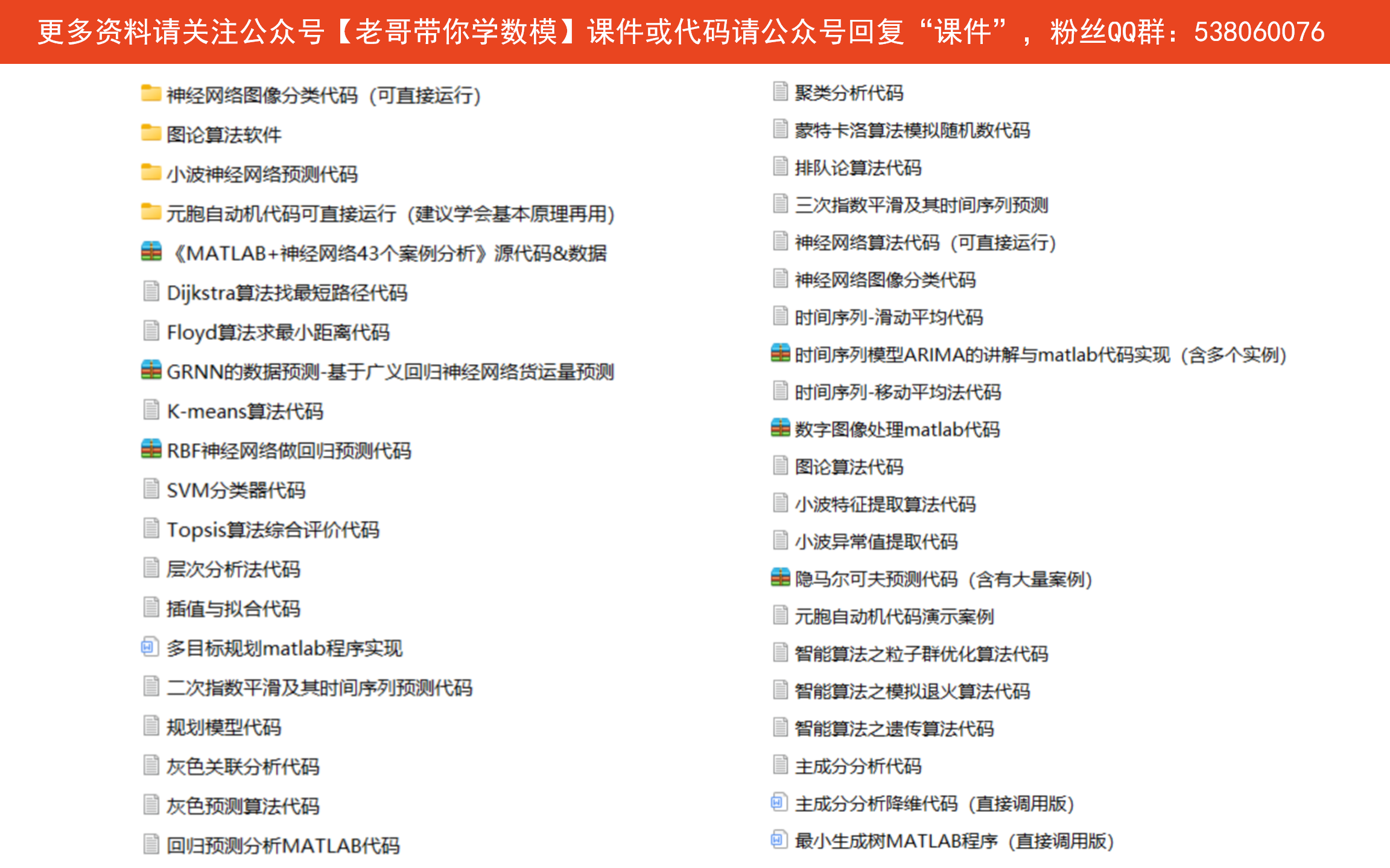 国赛必备!数学建模41种常用算法程序包(Matlab免调试,直接调用!)