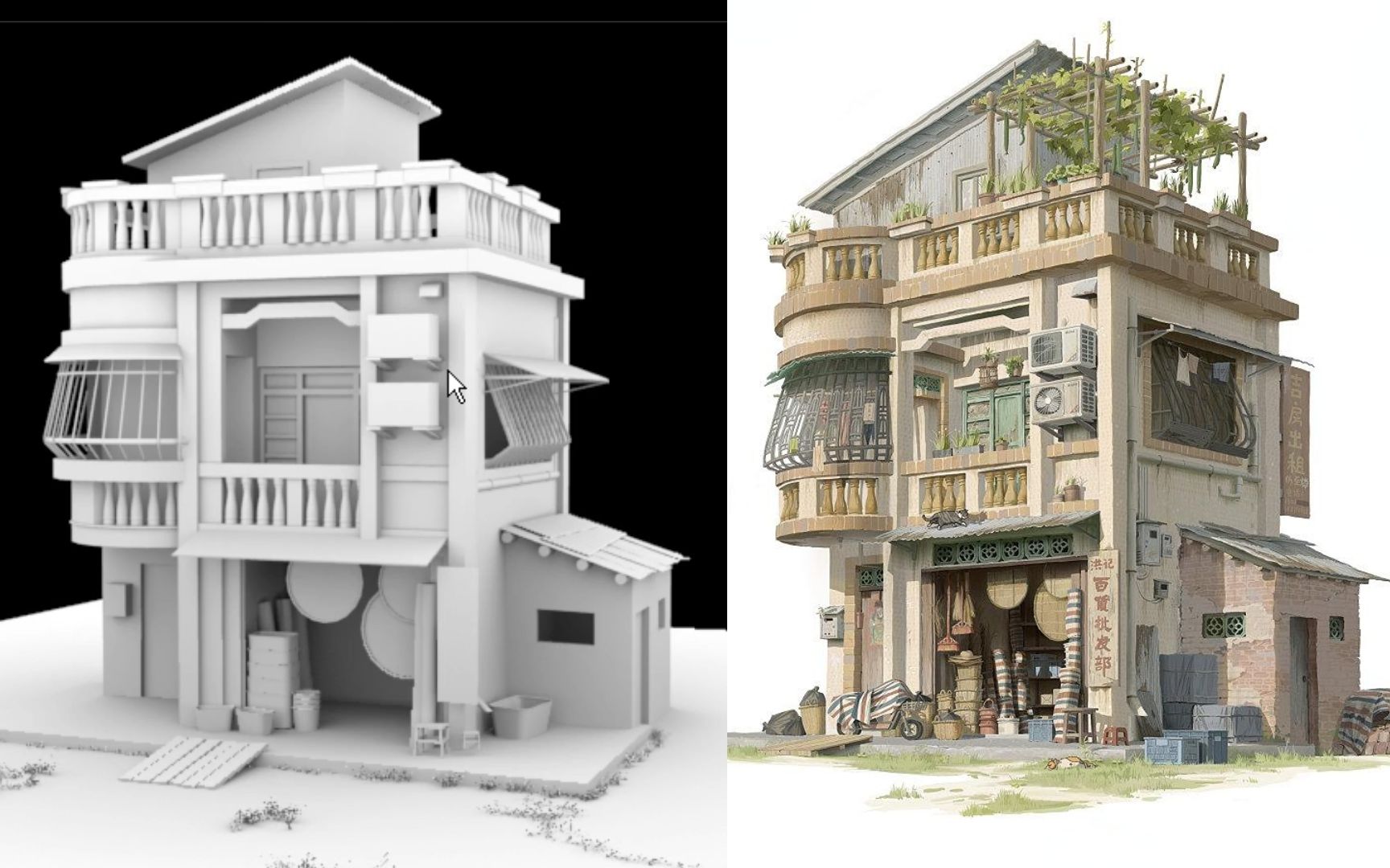 【MAYA场景建模】古式别墅模型制作,三小时全流程超详细讲解