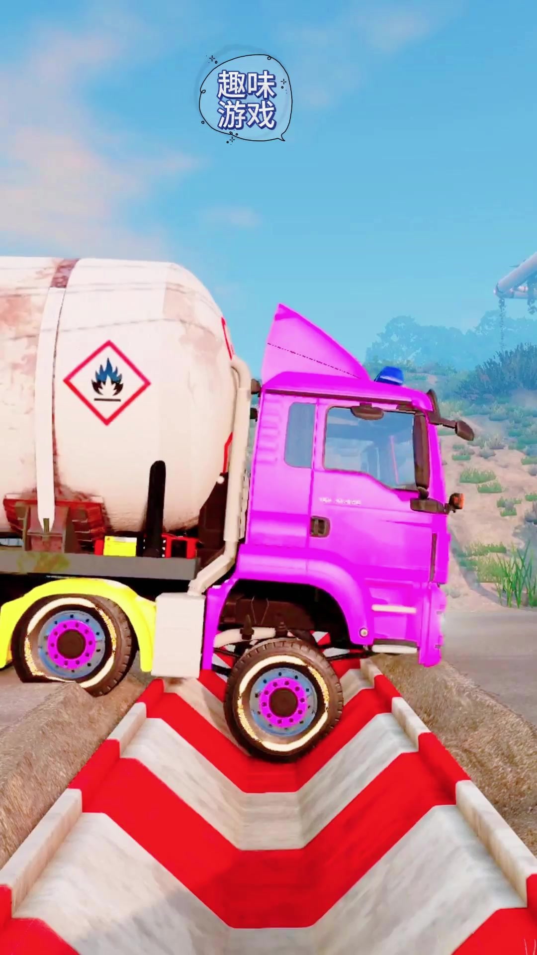 大油罐车箱式货运车过大水坑路#汽车动画 #模拟游戏 #儿童动画 #小...