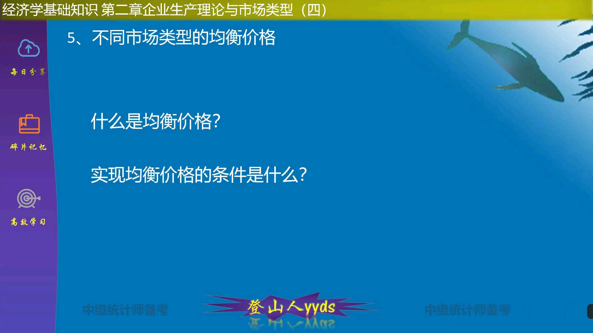 ...第二章企业生产理论与市场类型(四)要点:5、不同市场类型的均衡价格