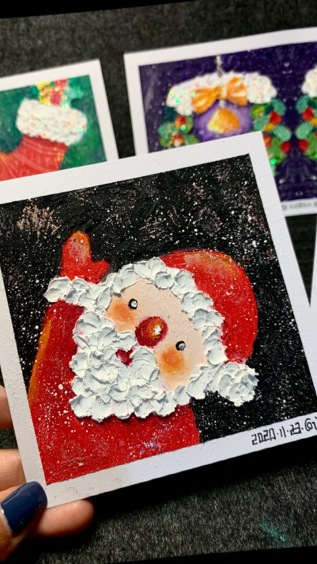 油画棒圣诞老人手绘过程#油画棒##油画棒