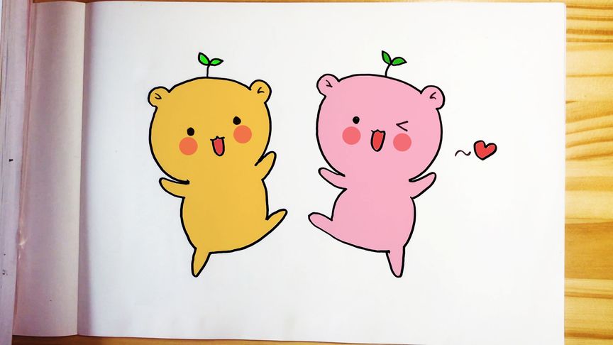 学会2只可爱的小熊简笔画,你会给它们涂上什么颜色呢?