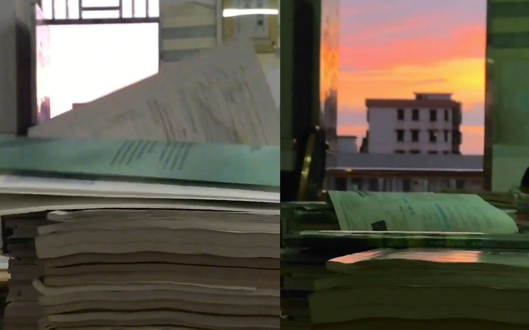 当书本合上那一刻,就意味着高中生活结束,晚霞意味着新生活