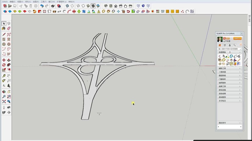 草图大师建模:SketchUp2018立交桥模型建模制作解析