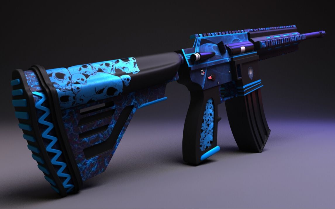 【游戏武器建模教程】超好看渐变色M4a1制作,MAYA零基础次世代全...