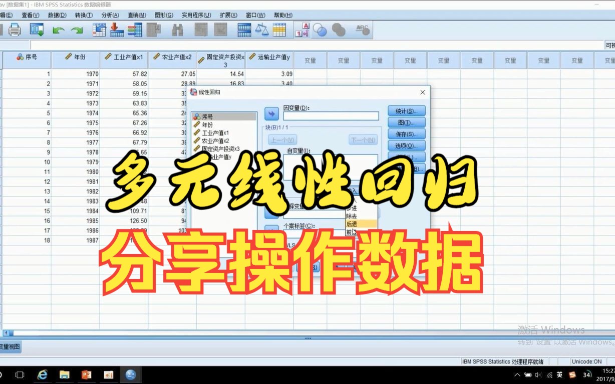 SPSS多元线性回归 回归分析