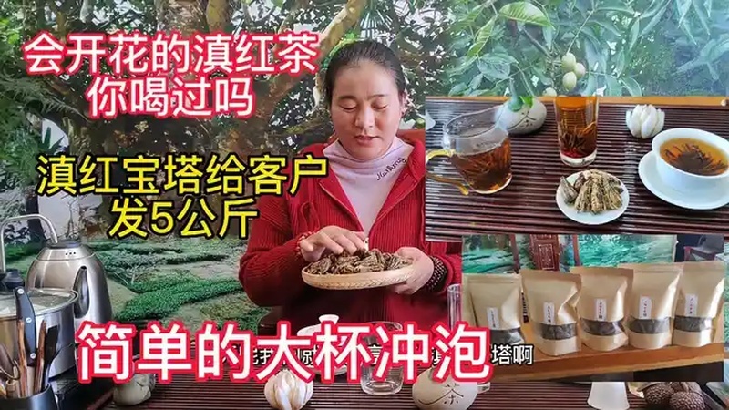 会开花的滇红宝塔你喝过吗简单大杯冲泡给客户发5公斤