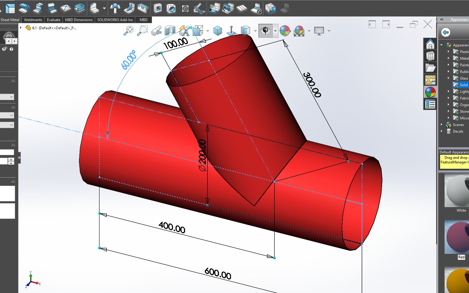 solidworks 钣金练习4 圆柱三通管 solidworks 薄板放样 | 钣金视频教程