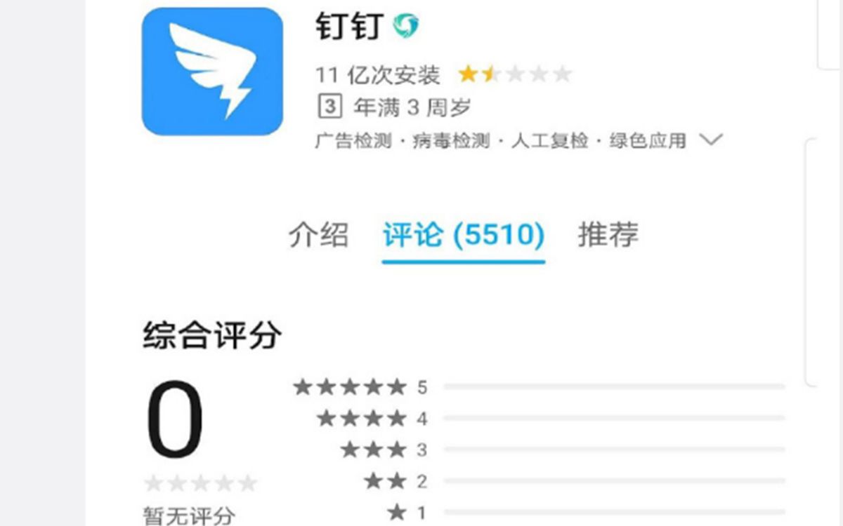 钉钉APP评分跌破0分,小学生恐怖如斯,哈哈哈