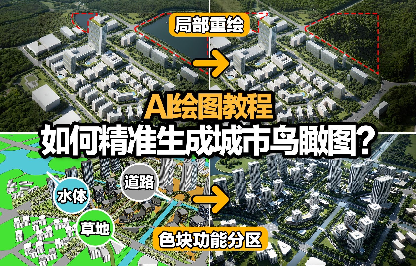 AI绘图教程 | 如何精准生成城市鸟瞰效果图?