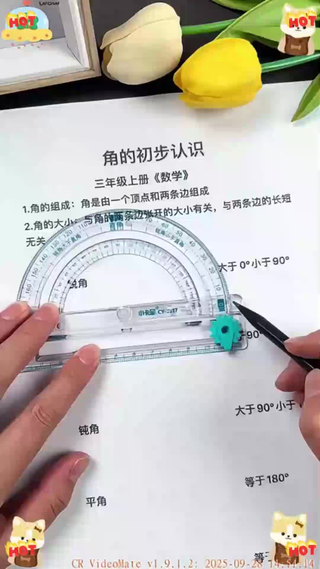 四年级给孩子准备的活动角教具 一步画好各种角度的角 比传统角度尺...