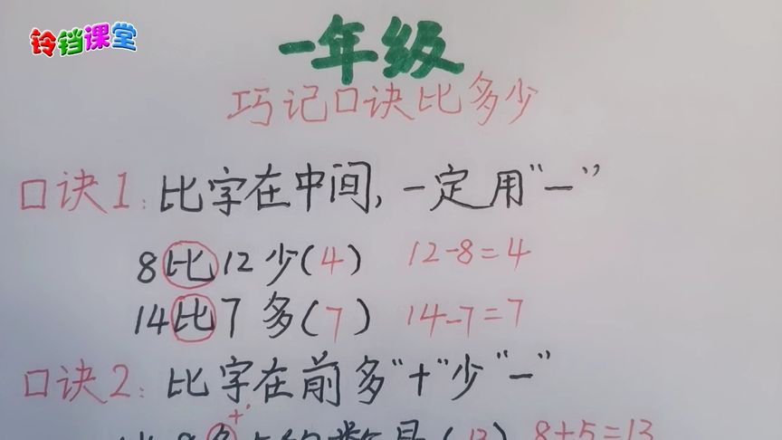 一年级比多少的题让优生也挠头,老师说记住口诀秒出答案,真的?