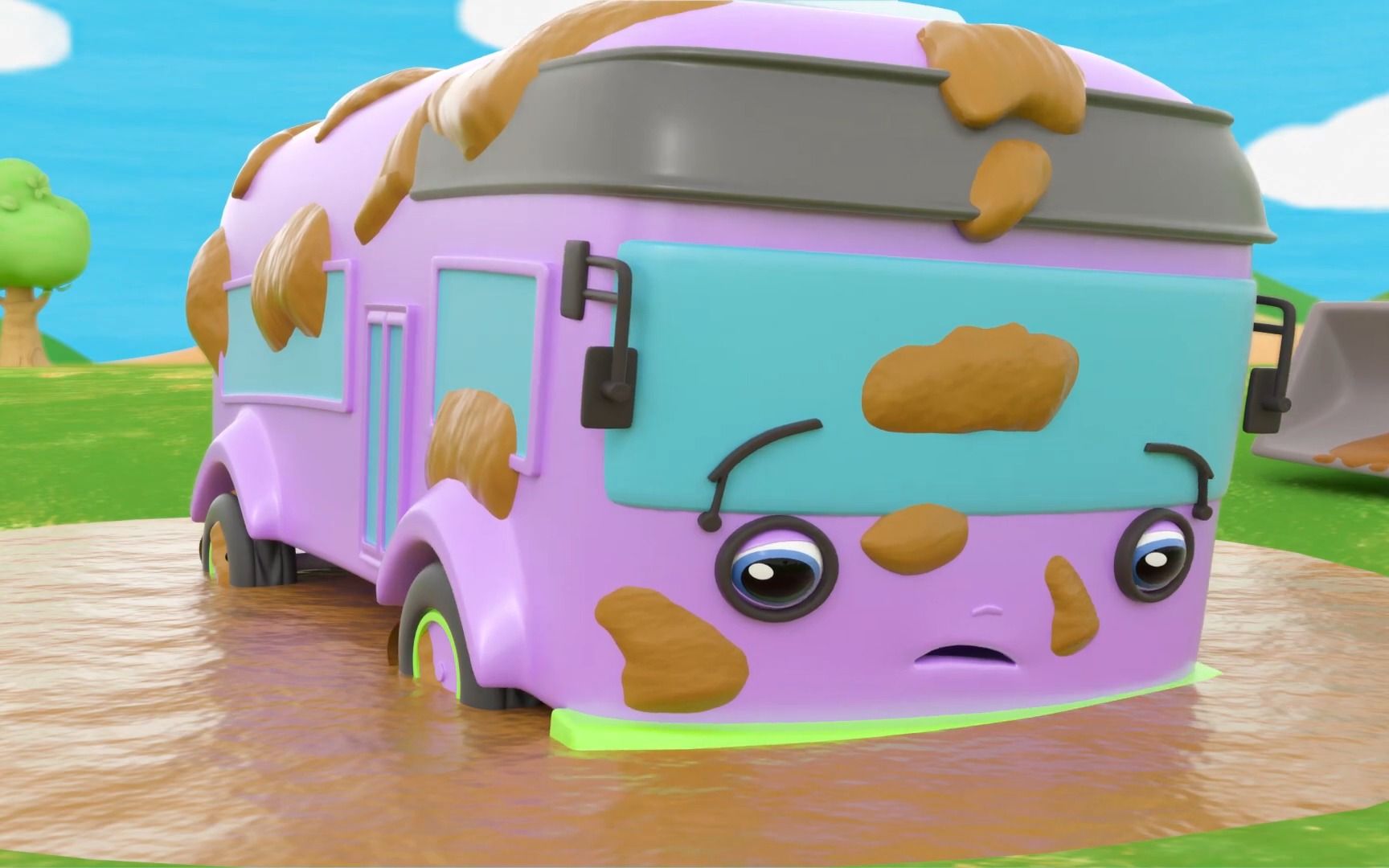 挖掘机冲到河里,等待救援!儿童动画 益智 早教 育儿 玩具 启蒙 卡通 ...