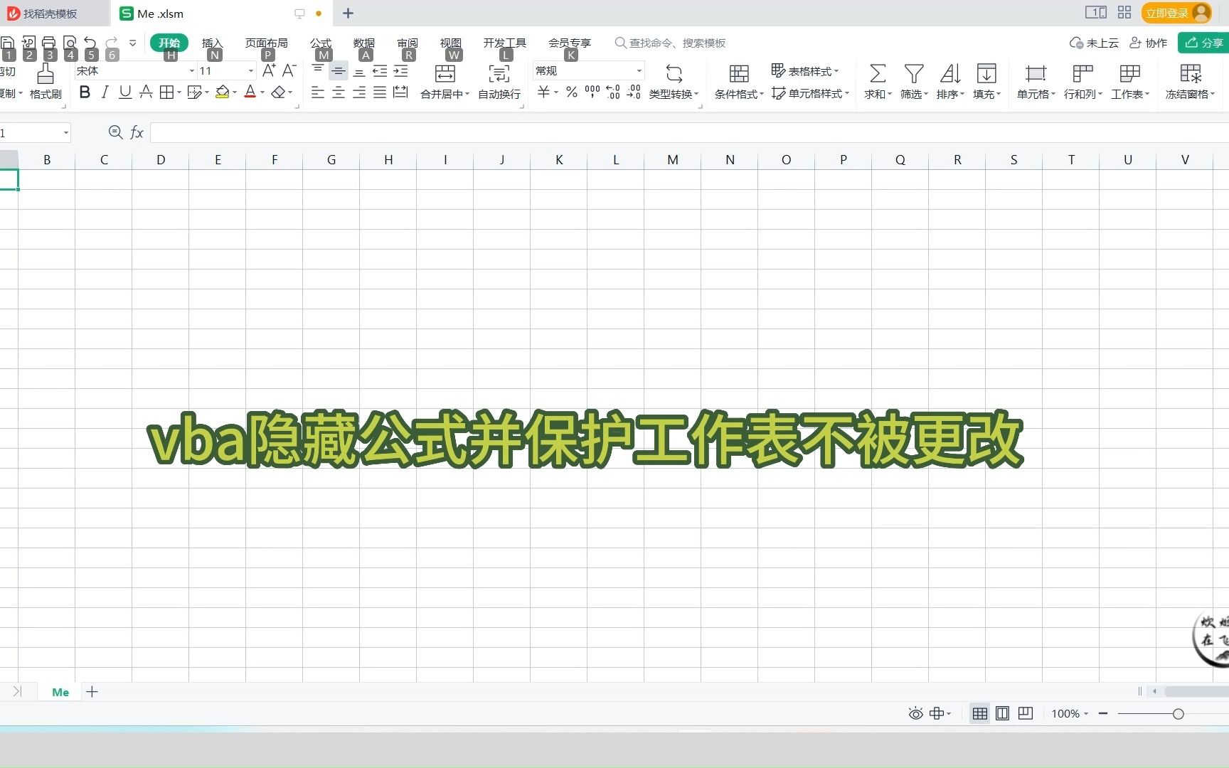 vba 隐藏公式保护工作表