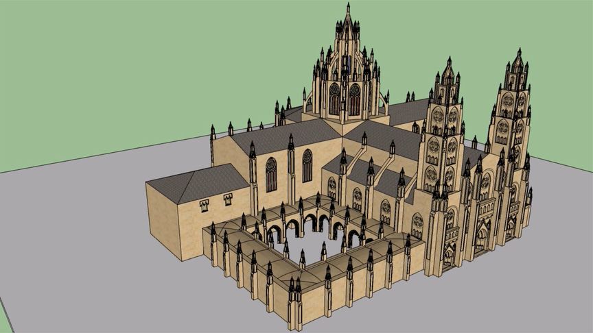 哥特教堂城堡 西方特色古建筑3D模型创意设计动画展示