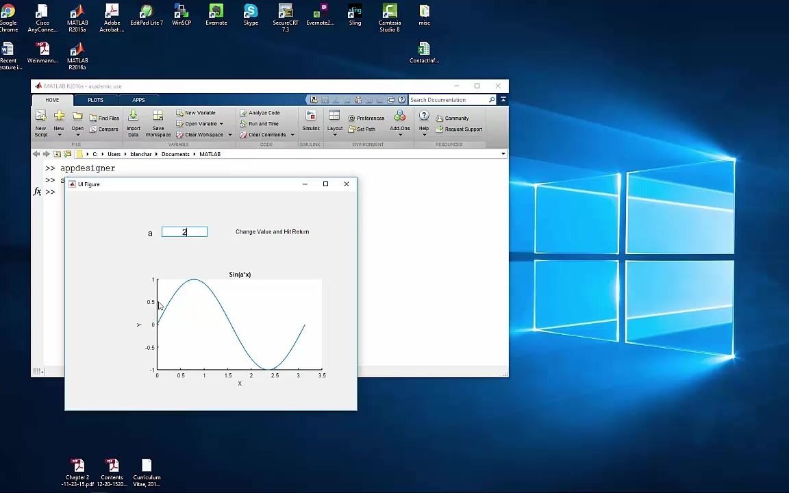 Matlab App--Making GUI Apps in Matlab using App Designer--plot sinx