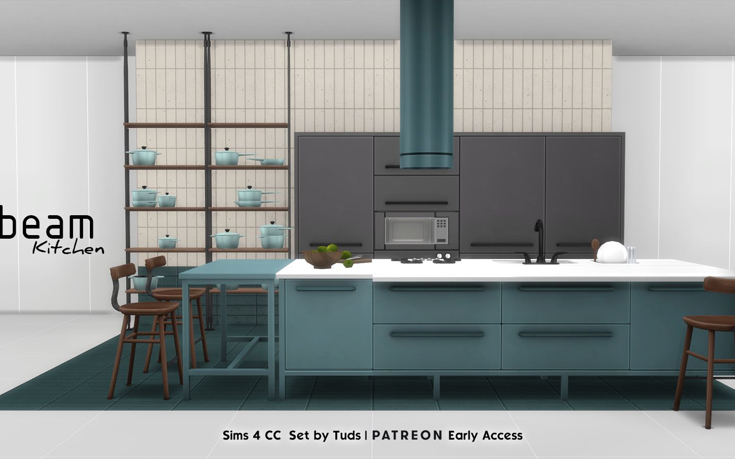 模拟人生4mod分享|tuds的厨房家具mod Beam Kitchen Complete Set(...