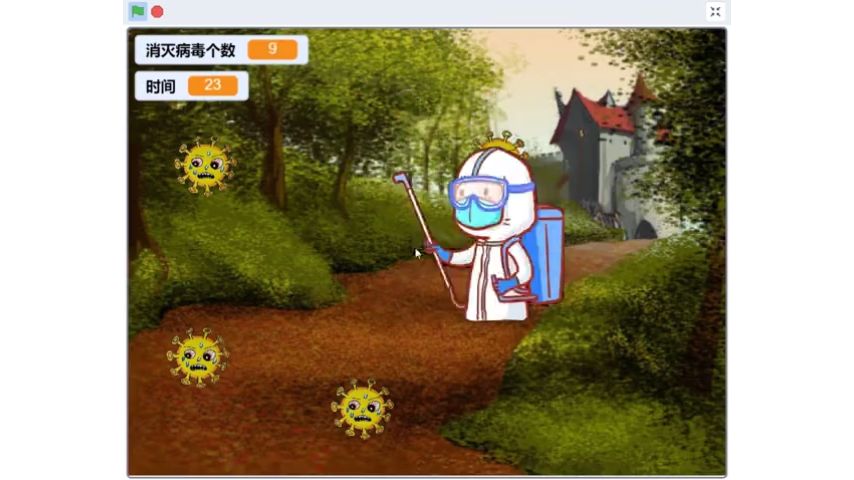 Scratch编程模拟消杀病毒(后附代码)希望这场病毒战早点过去