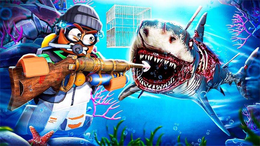 Roblox咬人鲨模拟器:军舰大战疯狂鲨!鲨鱼逃生大冒险!小格解说