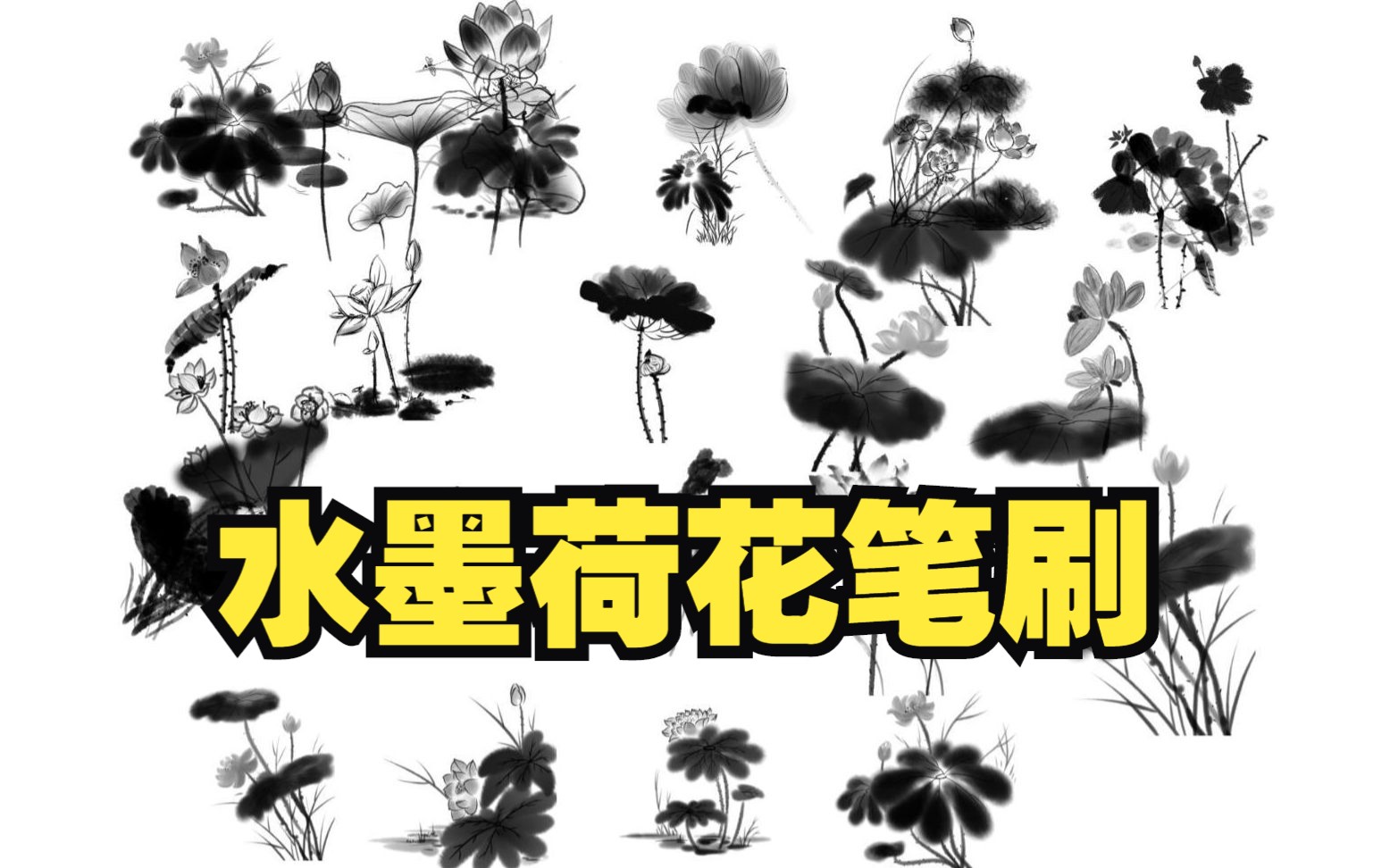 【笔刷分享】ps/pro通用,水墨荷花笔刷!超赞!简介自取!