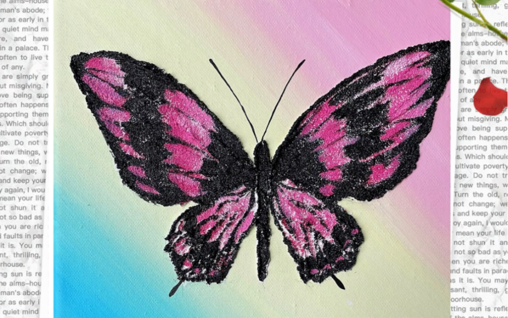 蝴蝶石英砂肌理画的绘画步骤。