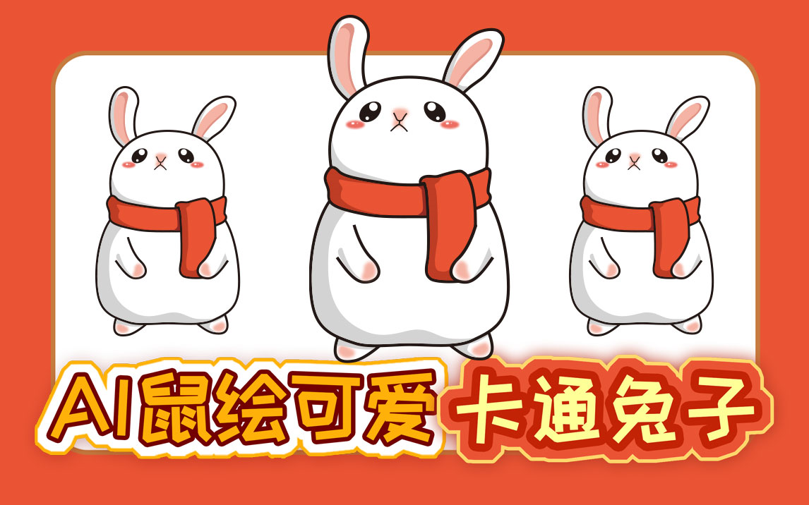 【Illustrator】AI鼠绘可爱卡通兔子