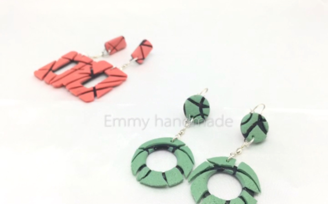 用软陶制作了两对儿超大耳环