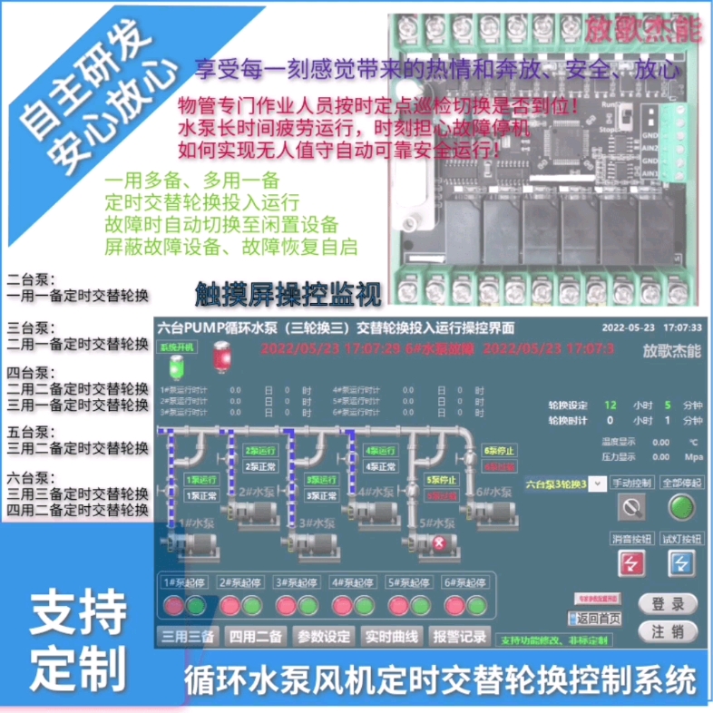 2台循环水泵手自动定时交替轮换投入运行故障切换屏蔽教程视频