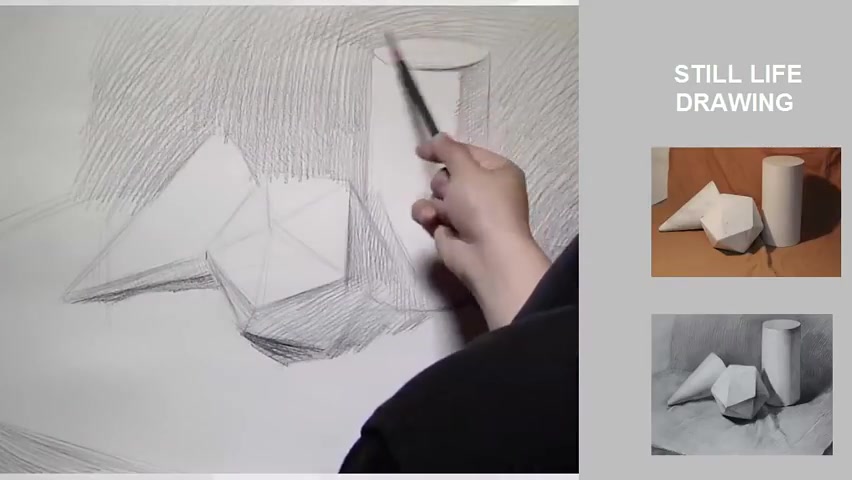 素描几何形体范画,素描静物手绘必备
