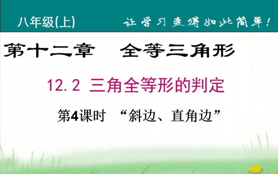 人教版初中数学八年级上册第12章全等三角形全等三角形的判定HL