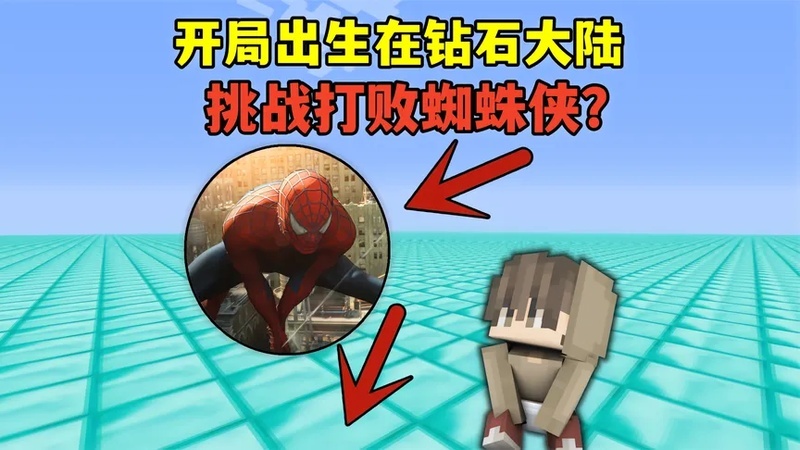 我的世界:开局出生在钻石大陆,挑战打败巨大的蜘蛛侠