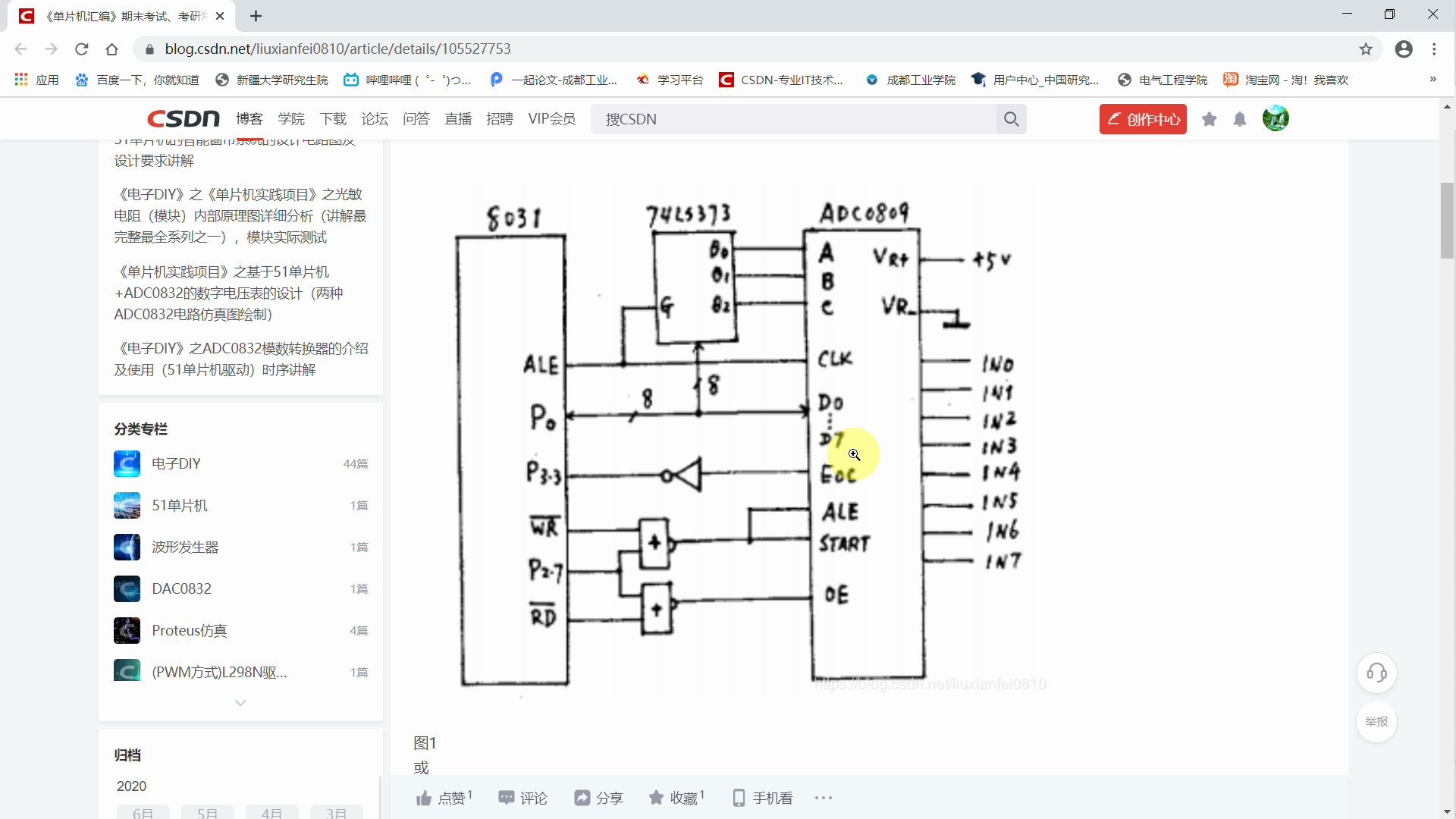 《单片机实践项目》之ADC0809期末考试考研常考题型,ADC0809端口...