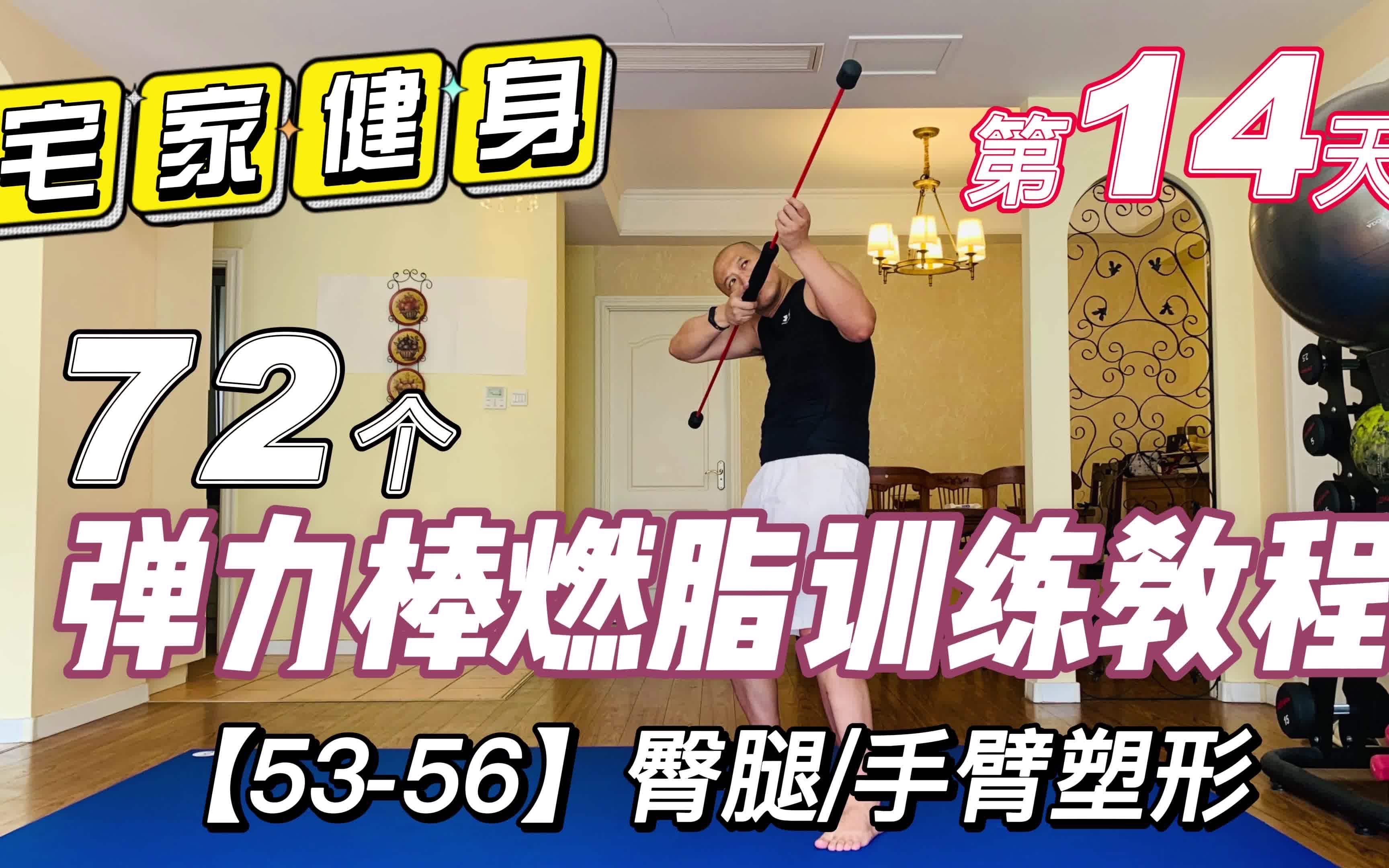 全网最全飞力士弹力棒训练动作教程。72个动作,第14天(53-56)臀腿...