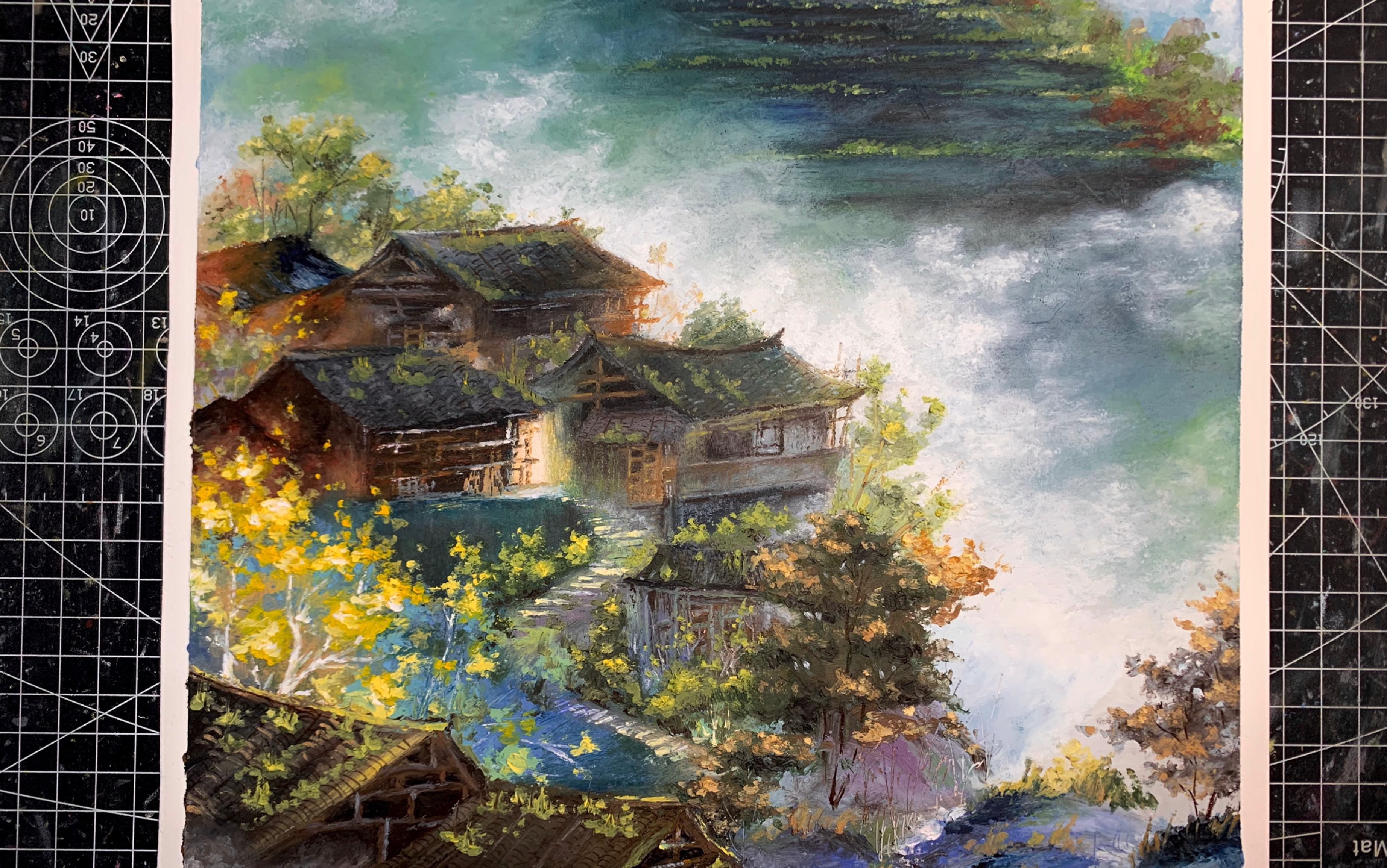 【油画棒 风景】致敬《雾山五行》用油画棒画中国水墨