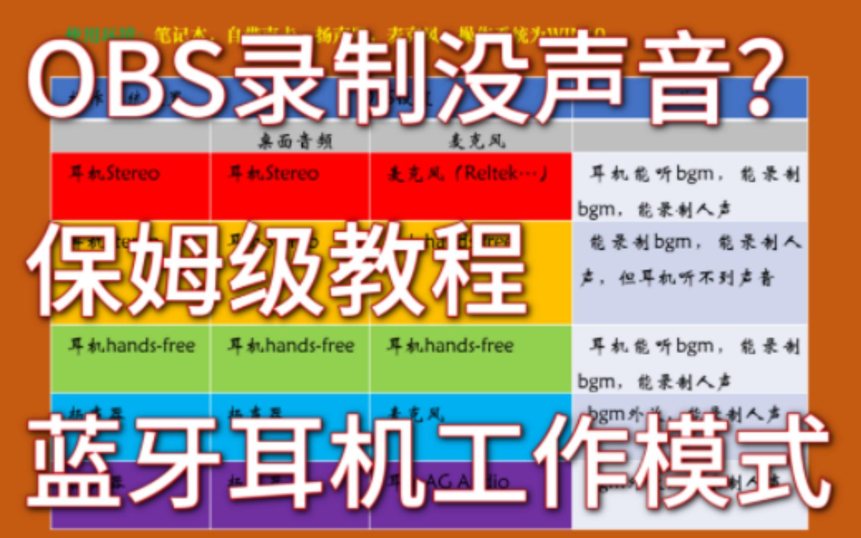 OBS录制教程 如何在在连接蓝牙耳机的情况下录制bgm和人声