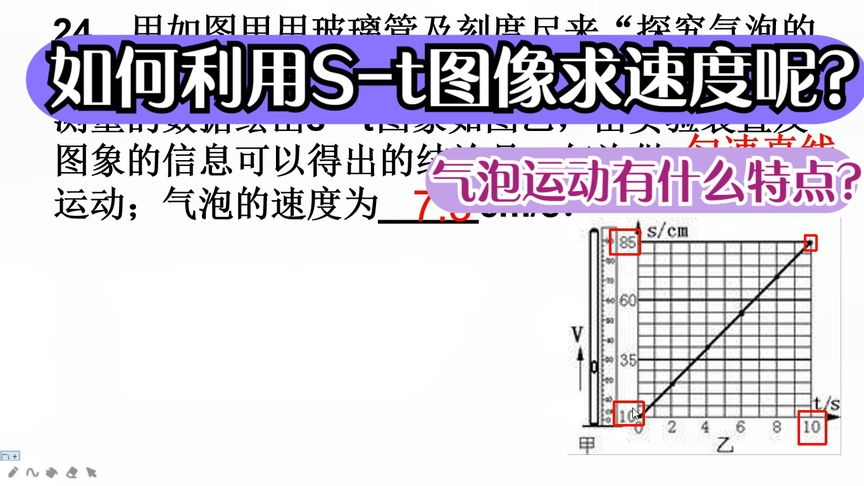 气泡的运动规律的实验中,实验装置及图象能得什么信息?