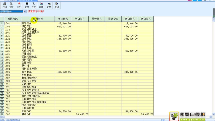 2-9、试算平衡及账套启用